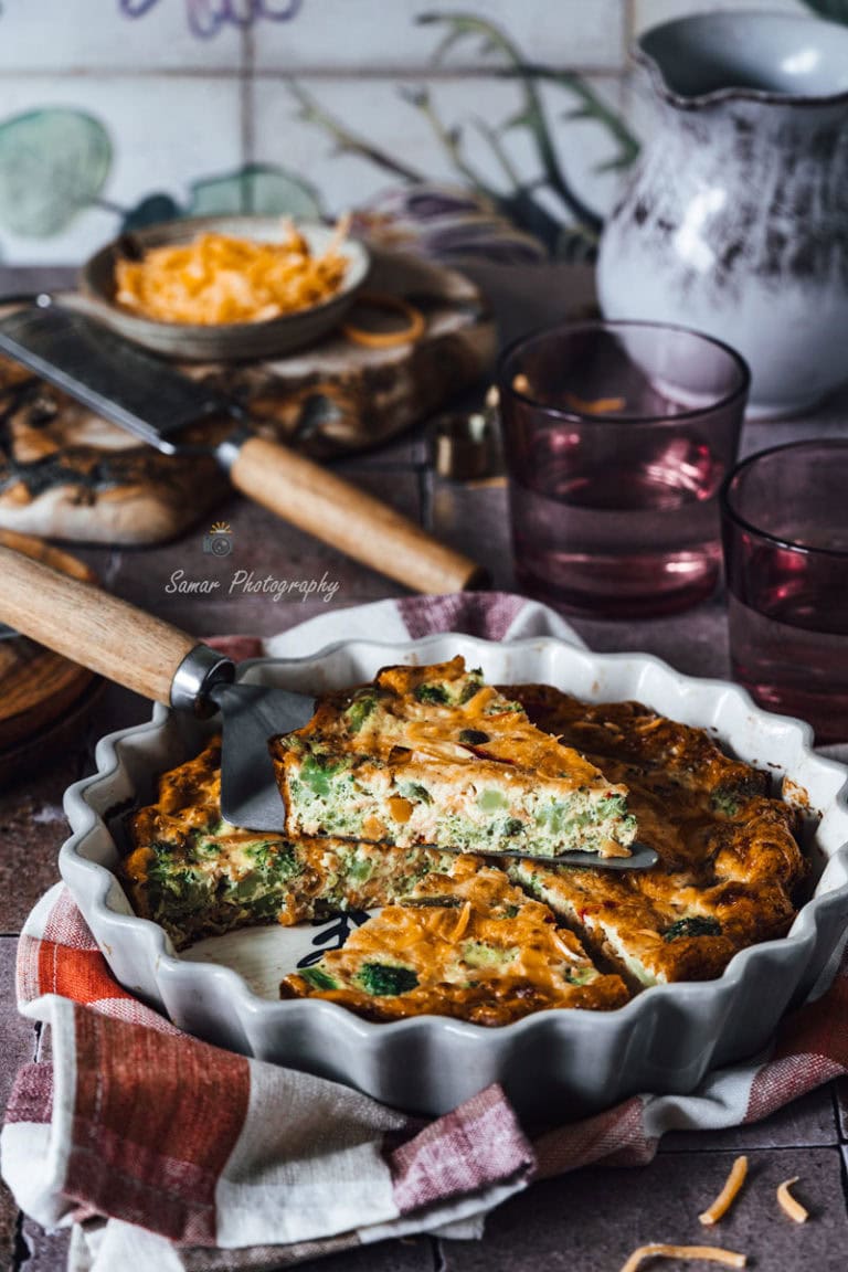 Recette quiche sans pâte facile, brocoli et cheddar